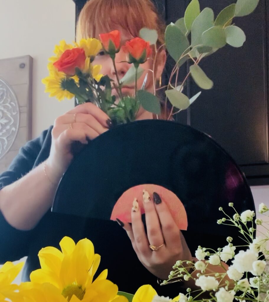 DIY Record Flower Vase - Ginger and Ivory